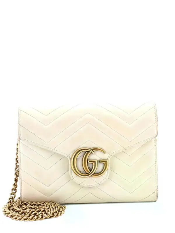 Gucci Gg Marmont Chain Wallet - Neutrals
