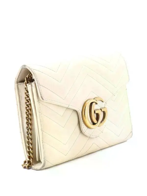 Gucci Gg Marmont Chain Wallet - Neutrals