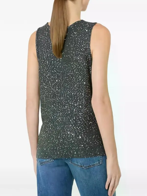 Max Mara Sequin Embellished V-neck Top - Grey