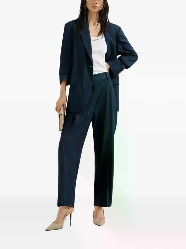 Brunello Cucinelli Chalkstripe Slouchy Trousers - Blue