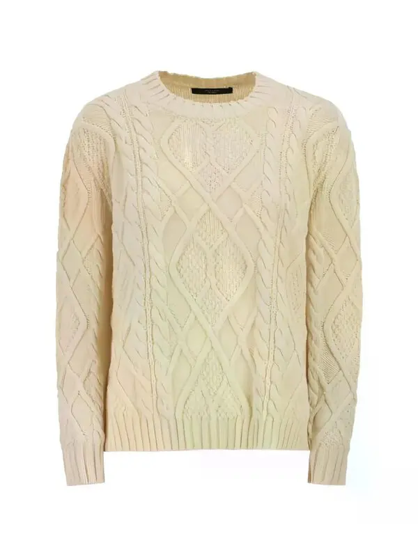 Max Mara Cable-knit Crew-neck Sweater - Neutrals
