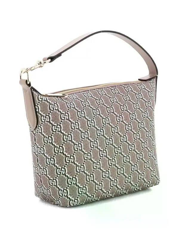 Gucci Ophidia Zip Shoulder Bag Gg Shadow Coated Canvas Super Mini Hobo Bag - Brown