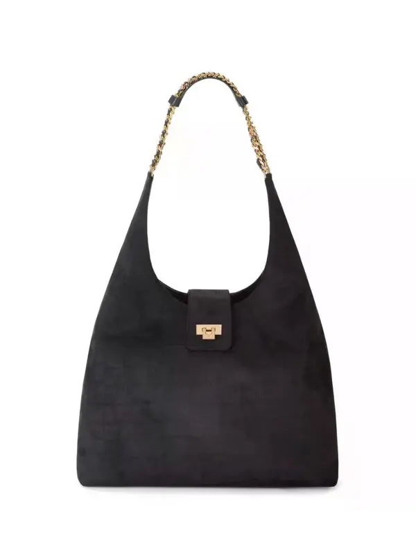 Elisabetta Franchi Embossed Chain Shoulder Bag - Neutrals