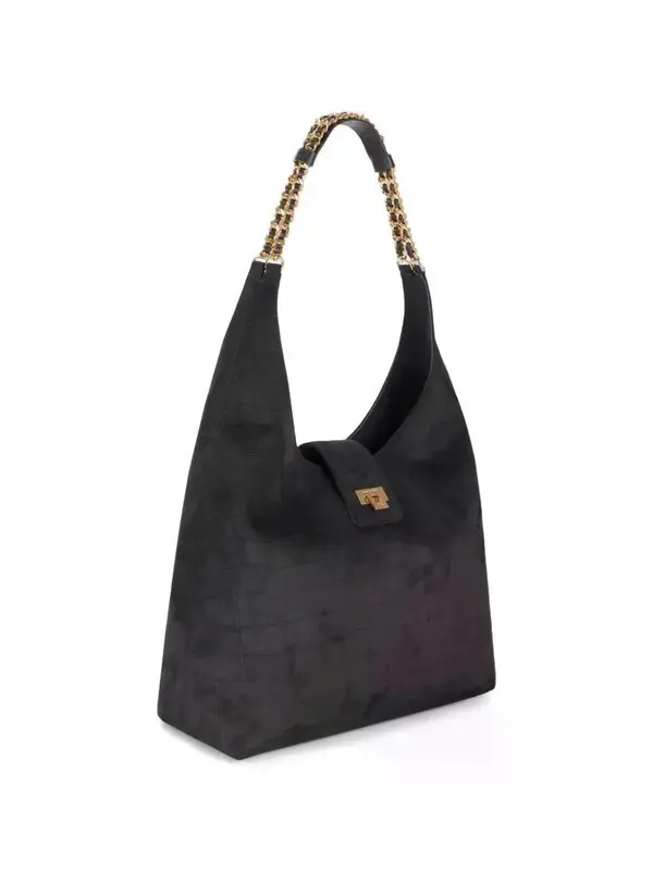 Elisabetta Franchi Embossed Chain Shoulder Bag - Neutrals