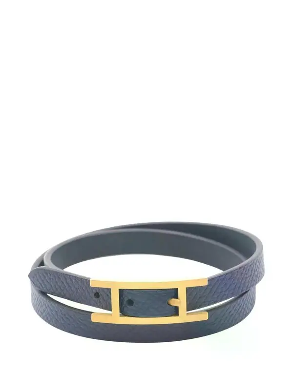 Hermès Epsom And Swift Behapi Double Tour Bracelet - Blue