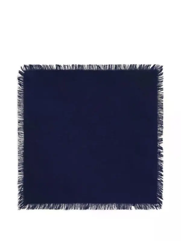 Eric Bompard Fringe Twill Square Scarf - Blue