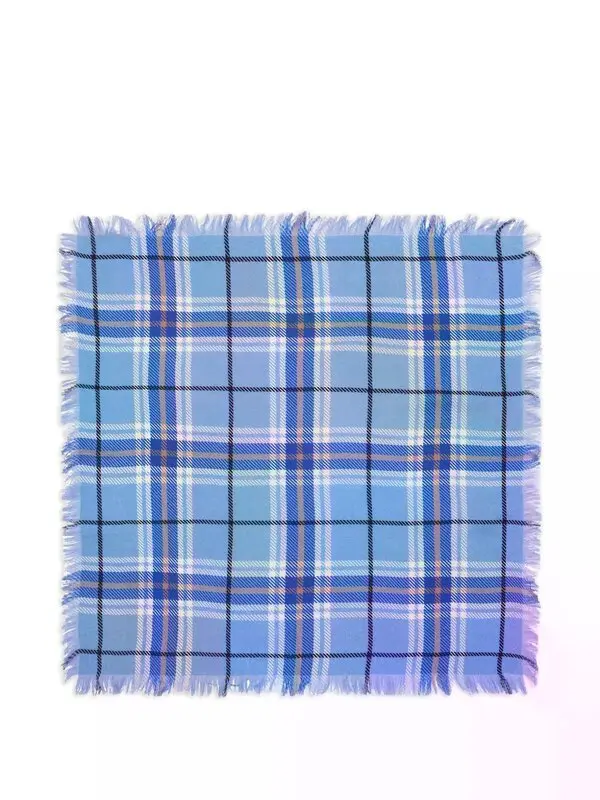 Eric Bompard Tartan Fringed Mini Square - Blue