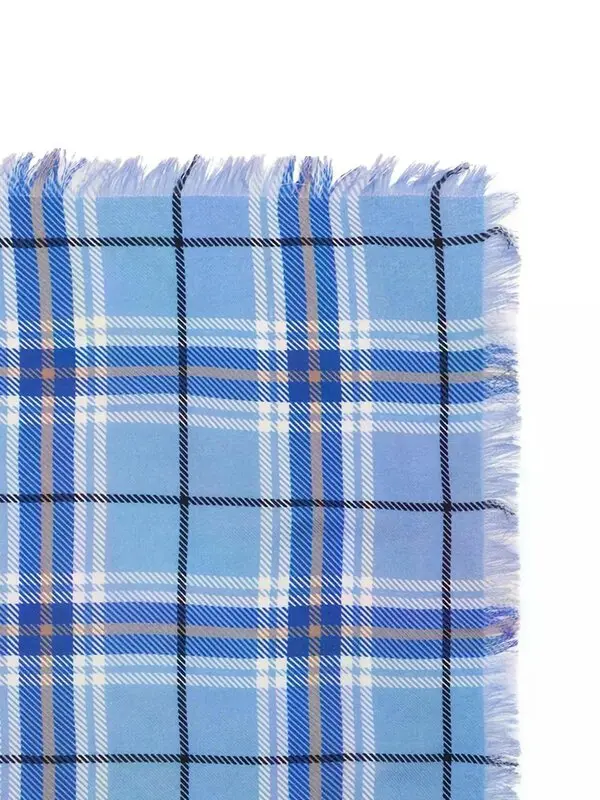 Eric Bompard Tartan Fringed Mini Square - Blue