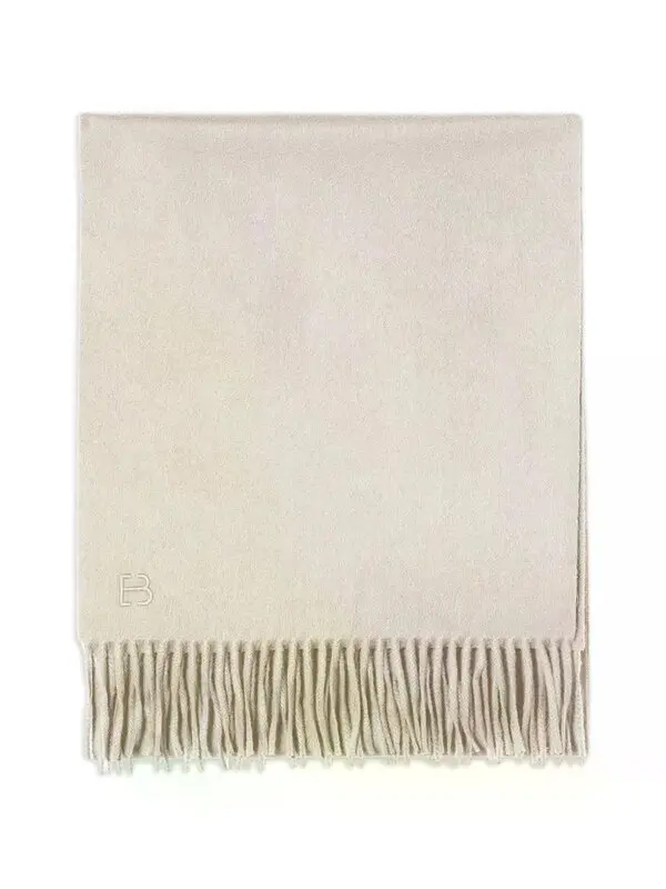 Eric Bompard Eb Fringed Monogram Scarf - Grey