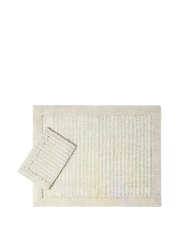 Brunello Cucinelli Chalk Striped Linen Placemat Set - Neutrals