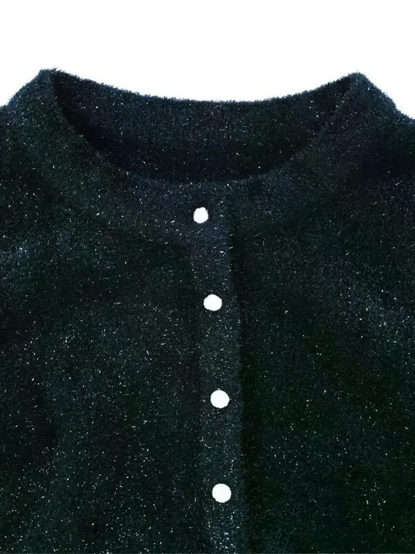Alaïa Buttoned Glitter Cropped Cardigan