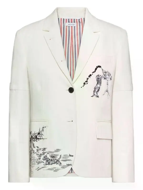Thom Browne Embroidered Canvas Jacket - White