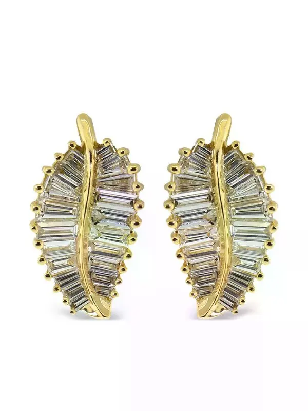 ANITA KO 18k Yellow Palm Leaf Diamond Earrings - Gold