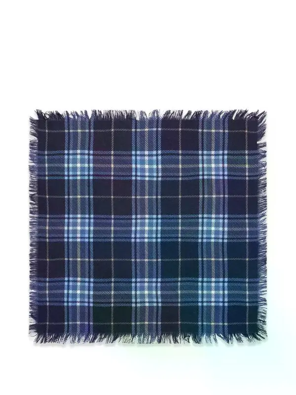 Eric Bompard Woven Tartan Scarf - Blue