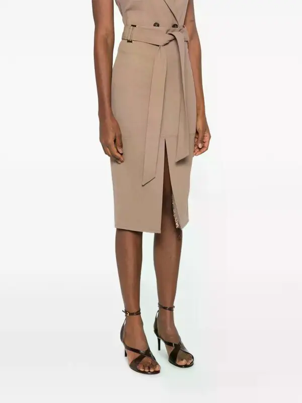 Elisabetta Franchi Belted Midi Skirt - Brown
