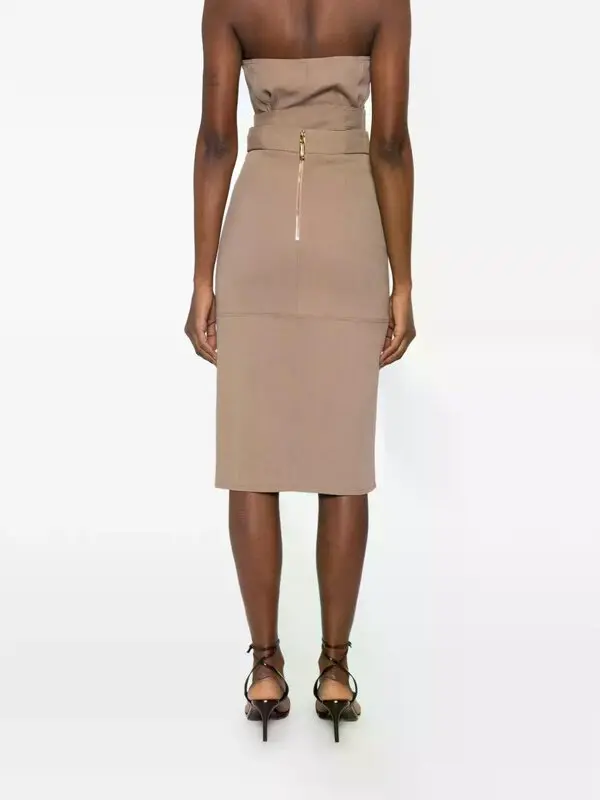 Elisabetta Franchi Belted Midi Skirt - Brown