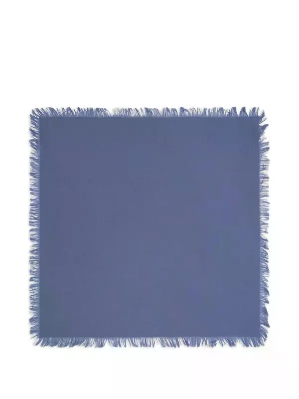 Eric Bompard Fringed Twill Square Scarf - Blue