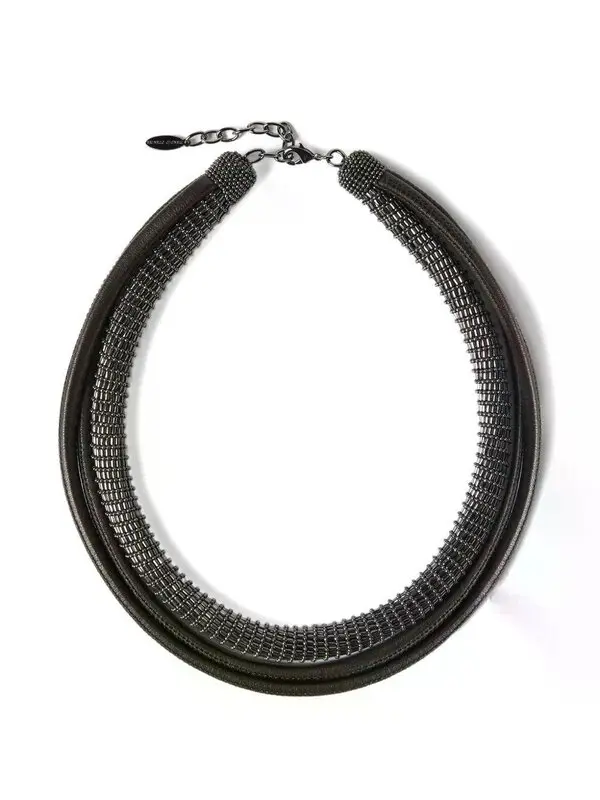 Brunello Cucinelli Leather Choker Necklace - Black