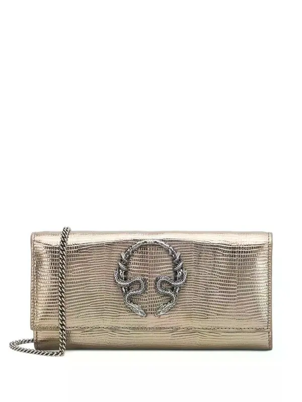 Roberto Cavalli Metallic Reptile-effect Wallet - Neutrals