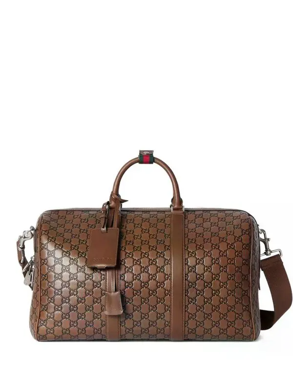 Gucci Gg Monogram Duffle Bag - Brown