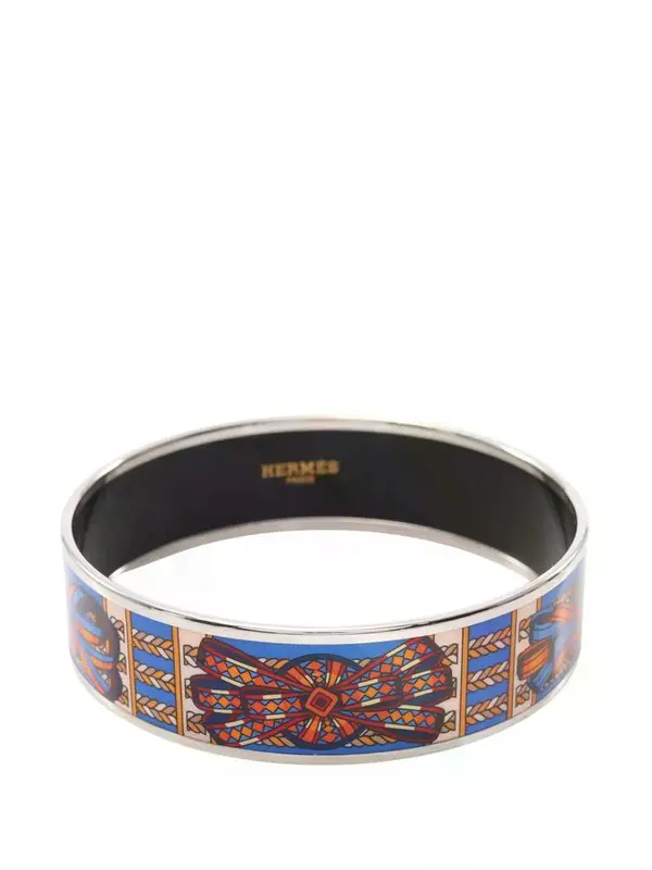 Hermès Wide Sunburst Rubans De Cheval Enamel Bangle 70 - Blue