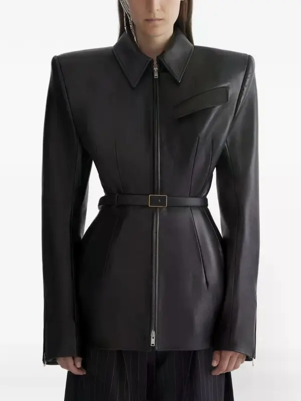 MUGLER Leather Fitted Jacket