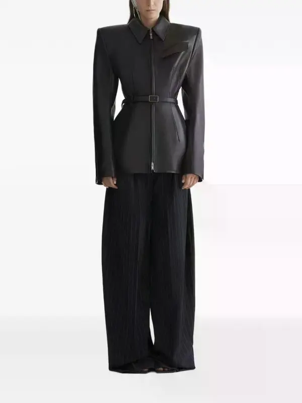 MUGLER Leather Fitted Jacket