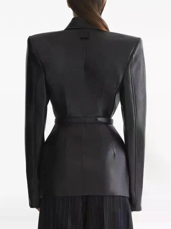 MUGLER Leather Fitted Jacket