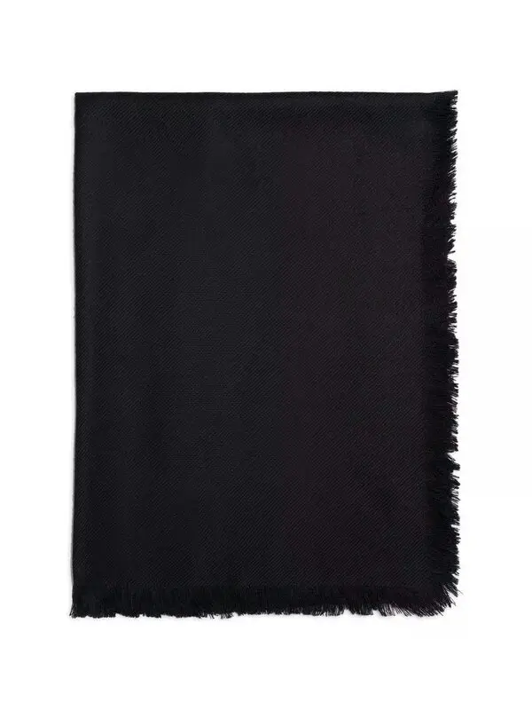 Eric Bompard Fringed Twill Square Scarf - Black