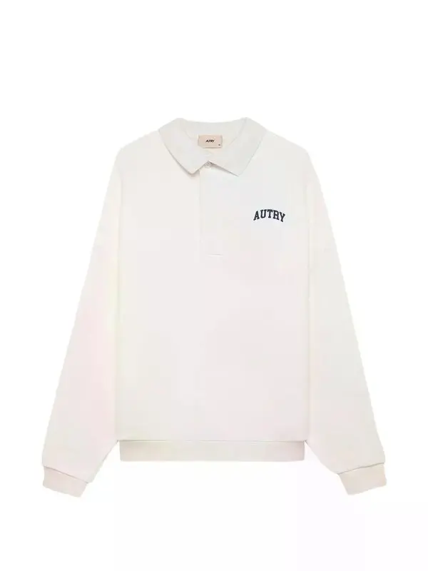 AUTRY Logo-detail Long-sleeve Polo Shirt - Neutrals