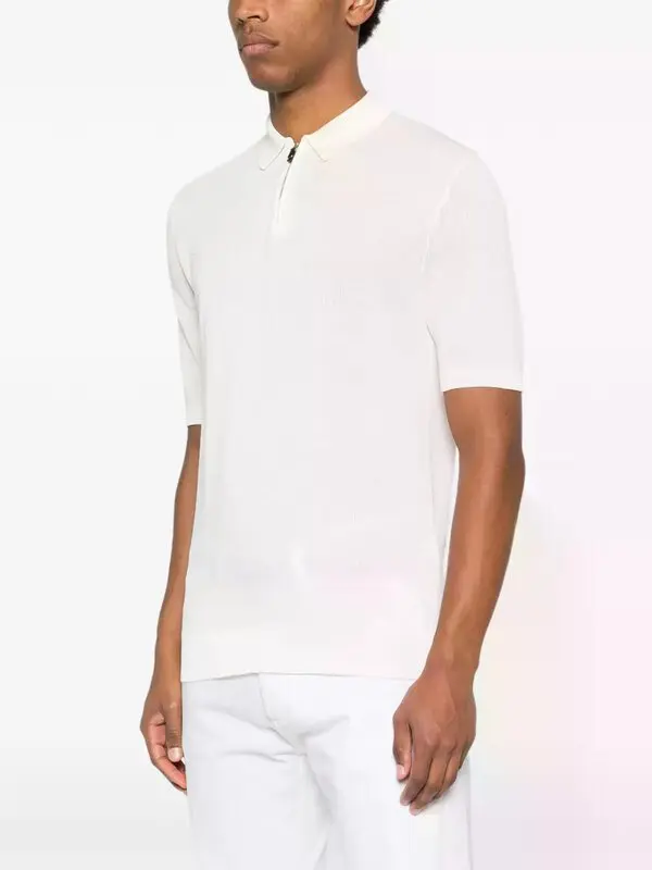 Eleventy Half-zip Short-sleeve Polo Shirt - White