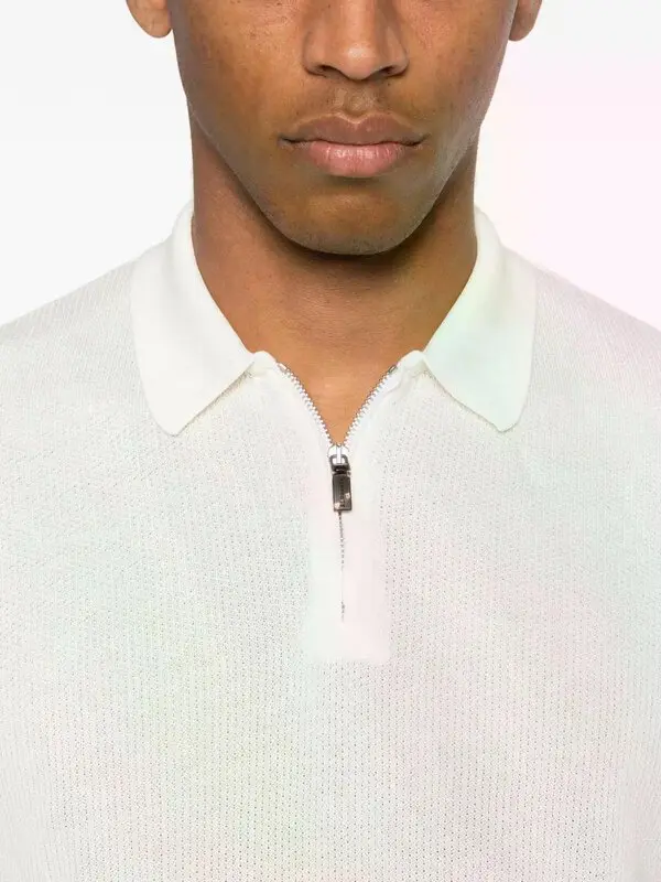 Eleventy Half-zip Short-sleeve Polo Shirt - White