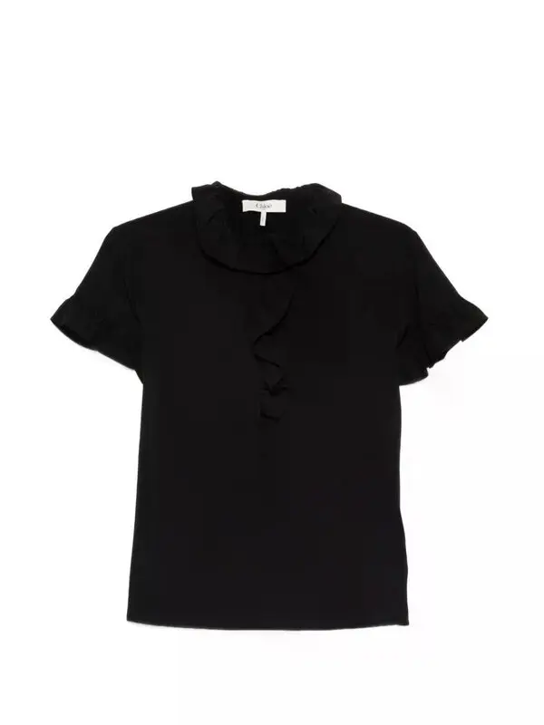Chloé Short-sleeve Ruffle Blouse