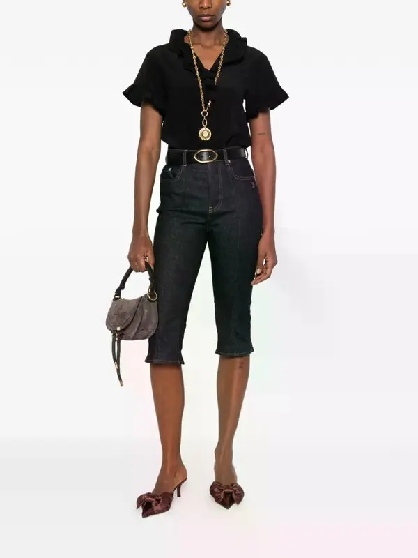Chloé Short-sleeve Ruffle Blouse