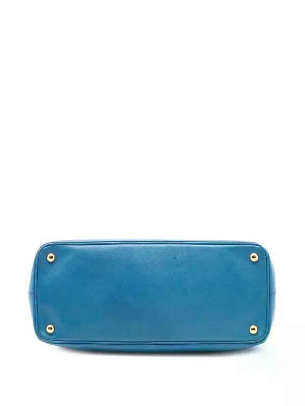 Prada Large Saffiano Lux Galleria Double Zip Satchel - Blue