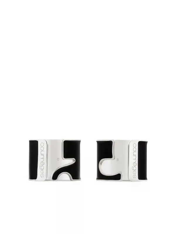 COURREGES Logo-enamel Ring Set - Silver