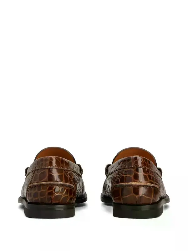 TOD'S Oval-t Leather-embossed Loafers - Brown