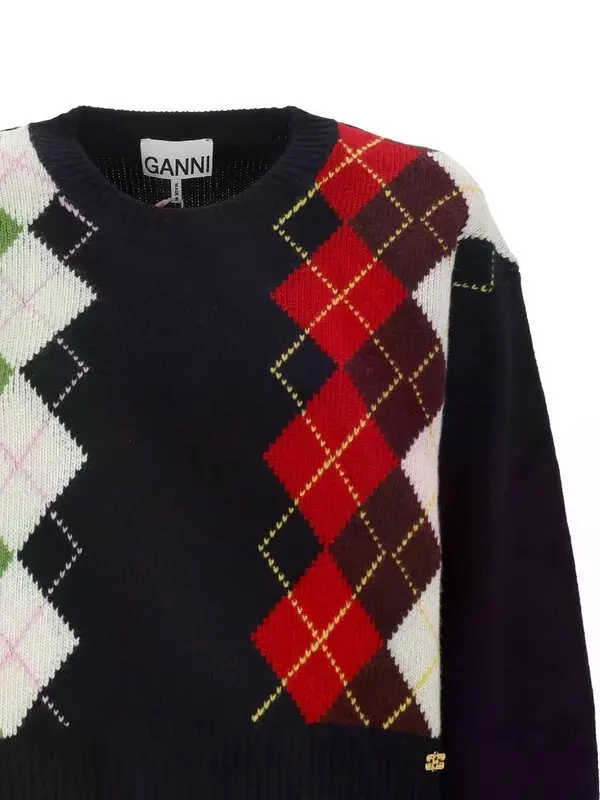 GANNI Argyle Knit Sweater