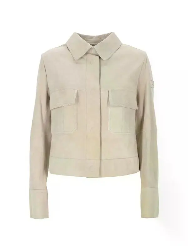Peuterey Buttoned Leather Jacket - Neutrals