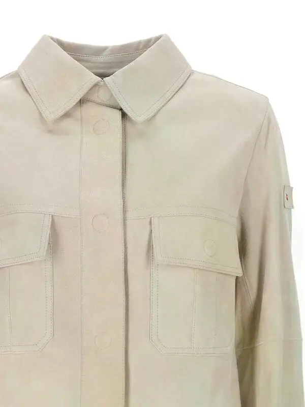 Peuterey Buttoned Leather Jacket - Neutrals