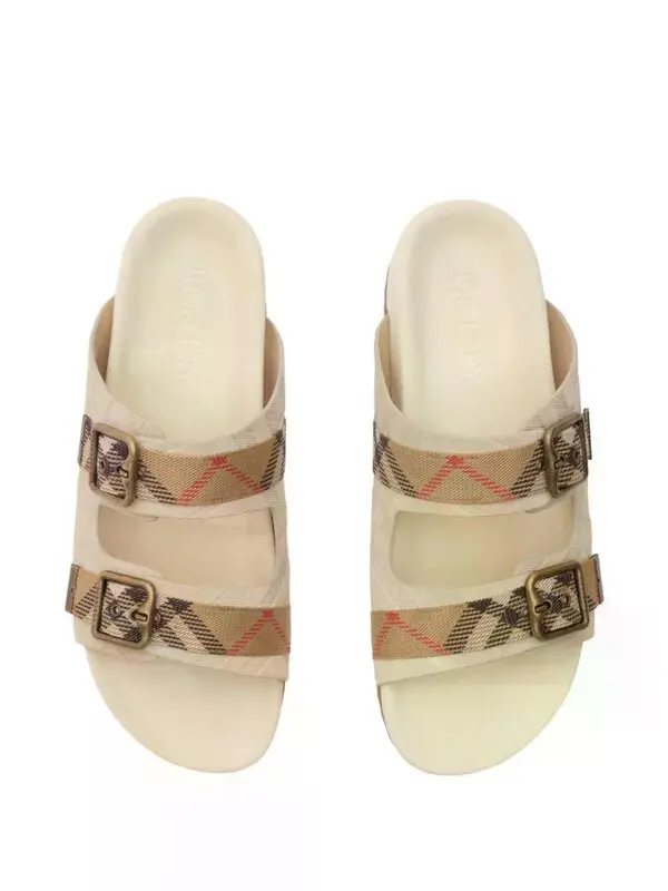 Burberry Check Buckle Strap Sandals - Neutrals