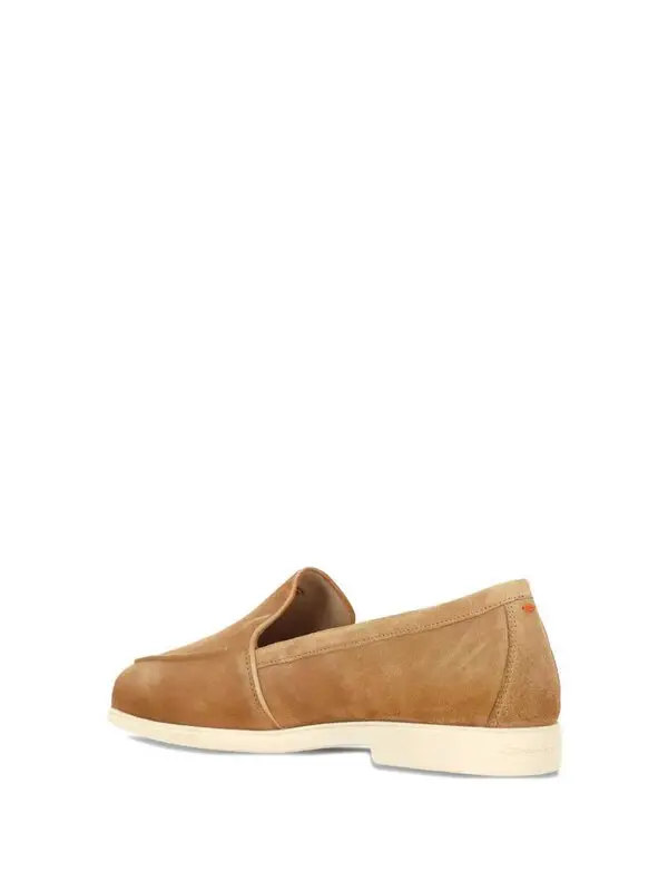 Santoni Almond Suede Loafers - Neutrals