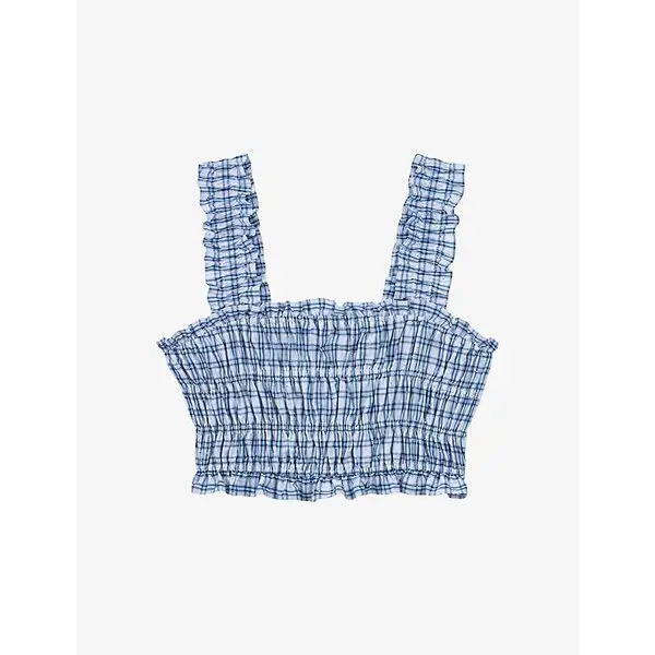 Maje Checked Rhinestone-embellished Cotton Top