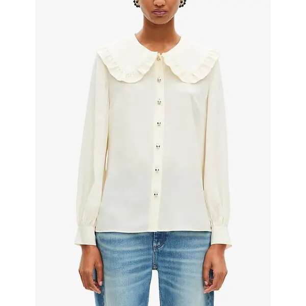 The Kooples Oversized Collar Silk Shirt