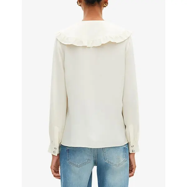 The Kooples Oversized Collar Silk Shirt