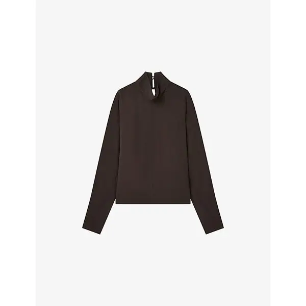JOSEPH Buick Funnel-neck Crepe Blouse - Cocoa