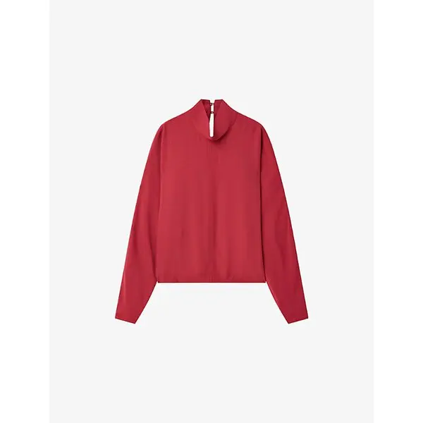 JOSEPH Funnel-neck Crepe Blouse
