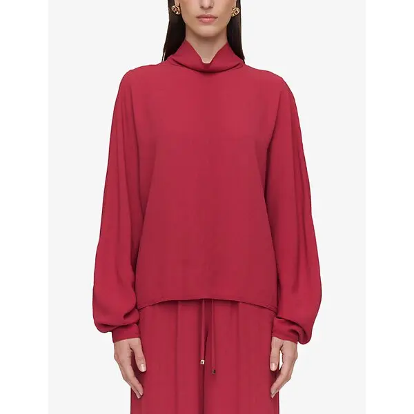 JOSEPH Funnel-neck Crepe Blouse