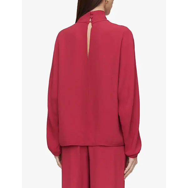 JOSEPH Funnel-neck Crepe Blouse