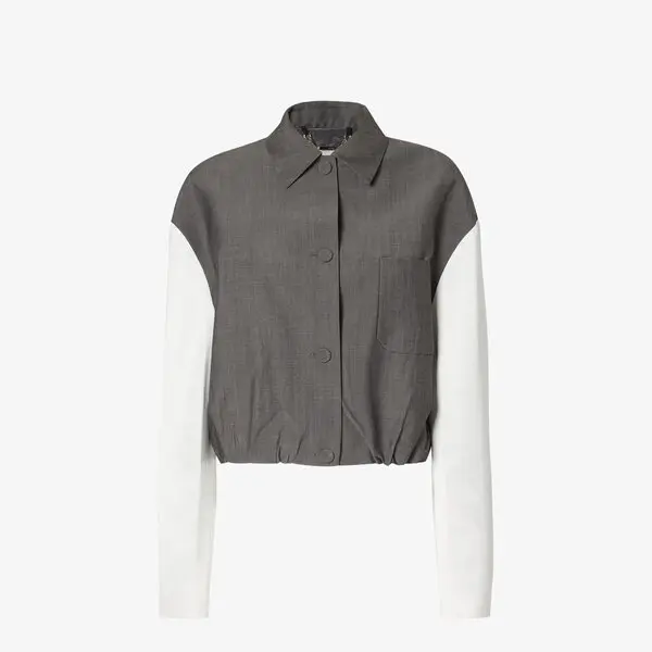 Fendi Cropped Mohair Jacket With Satin Sleeves